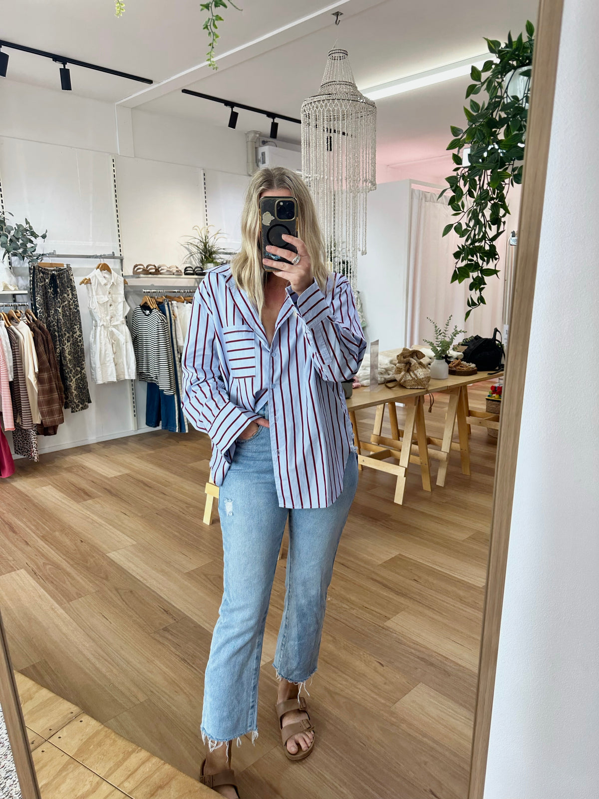 Emmy Stripe Shirt Blue – About a Girl